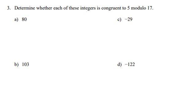 Solved 3. Determine whether each of these integers is | Chegg.com