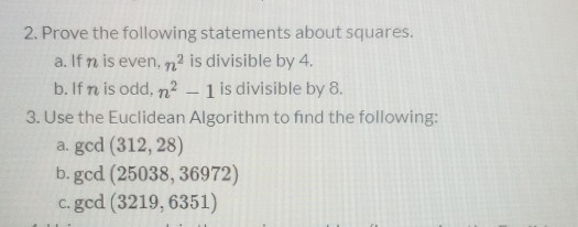 Solved 2. Prove the following statements about squares. a. | Chegg.com