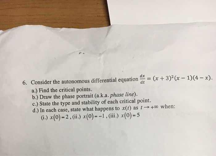 Solved Consider the autonomous differential | Chegg.com