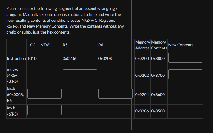 Solved Please consider the following segment of an assembly | Chegg.com