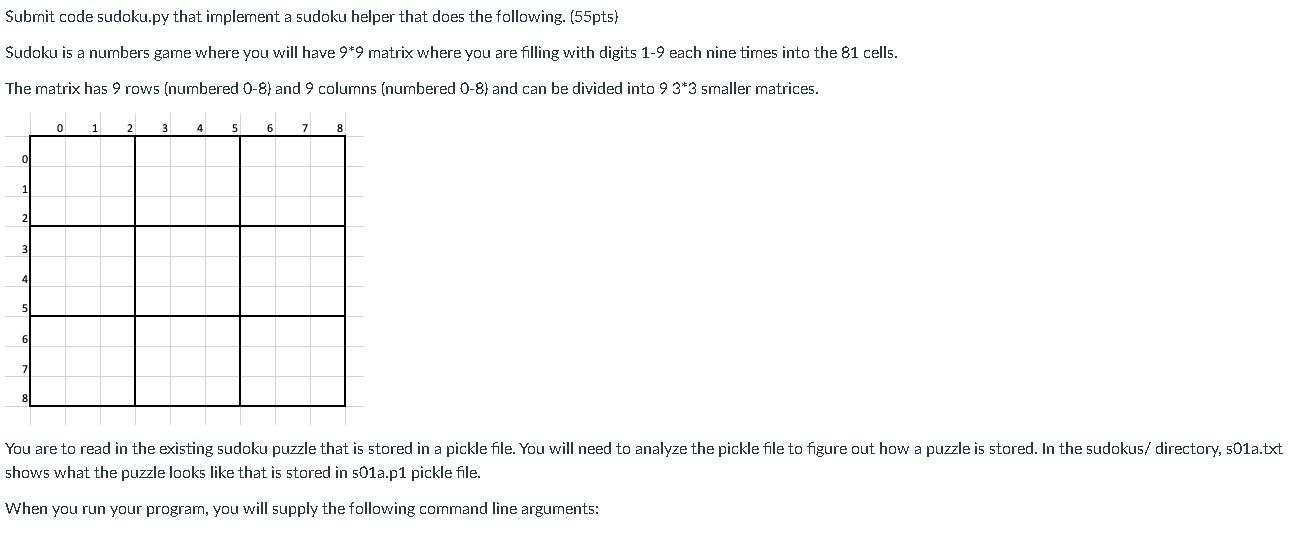 Solved We need to write a code about sudoku in this quiz, | Chegg.com