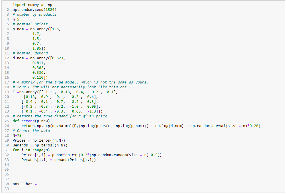 2. Estimating the elasticity matrix. In this problem | Chegg.com