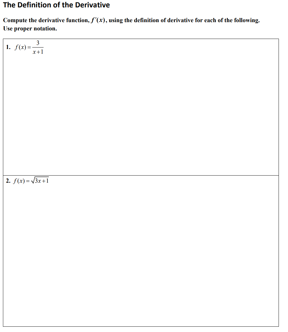 Solved The Definition of the Derivative Compute the | Chegg.com