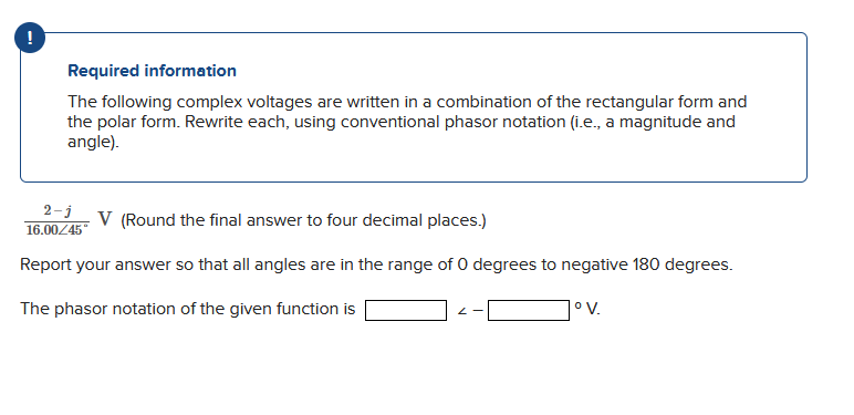 Solved Required information The following complex voltages | Chegg.com