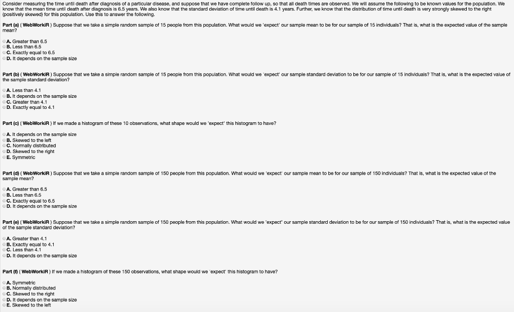 Consider measuring the time until death after | Chegg.com