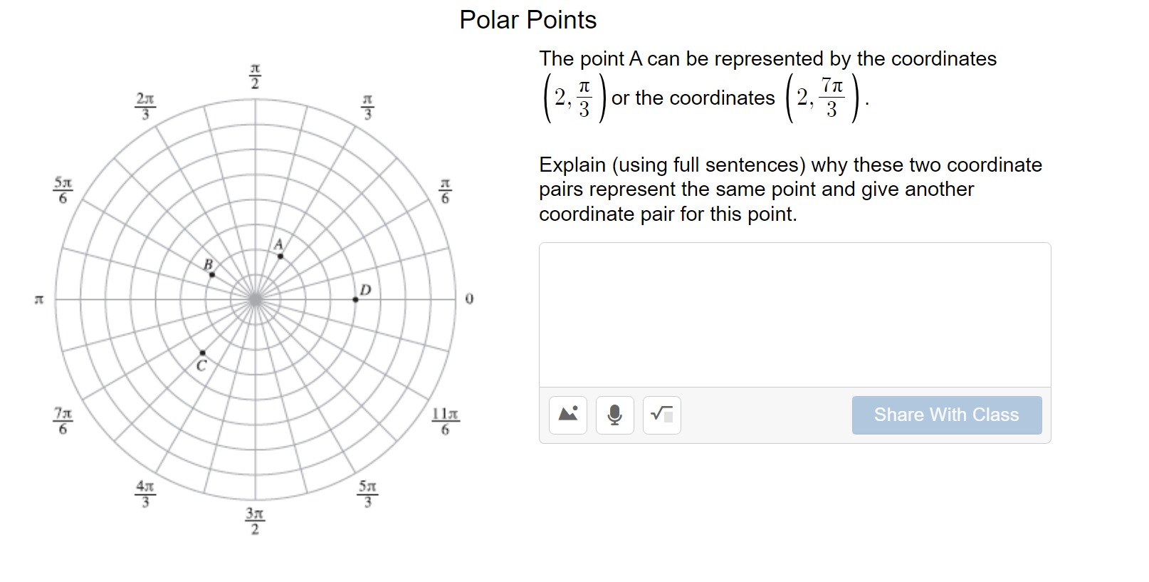 Solved The point A can be represented by the coordinates | Chegg.com