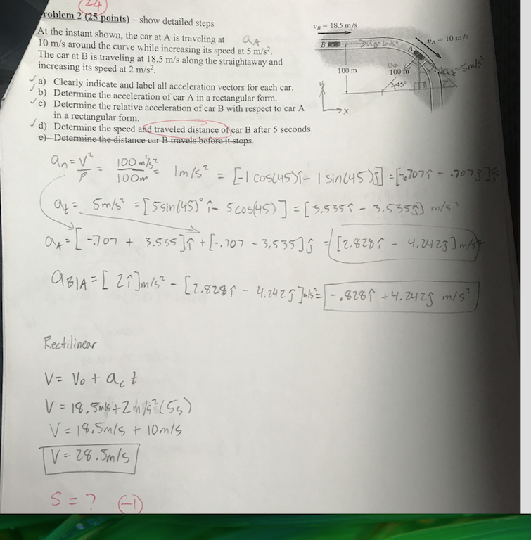 Solved - show detailed steps UB 18.5 m/s At the instant | Chegg.com