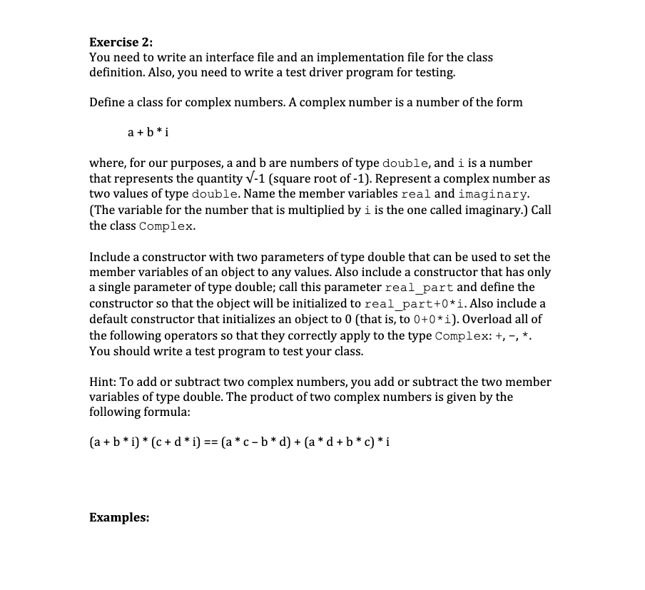 Solved Exercise 2: You need to write an interface file and | Chegg.com
