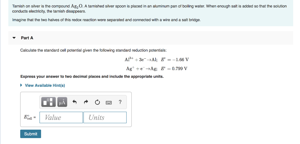 Solved Tarnish on silver is the compound Ag2 O. A tarnished | Chegg.com