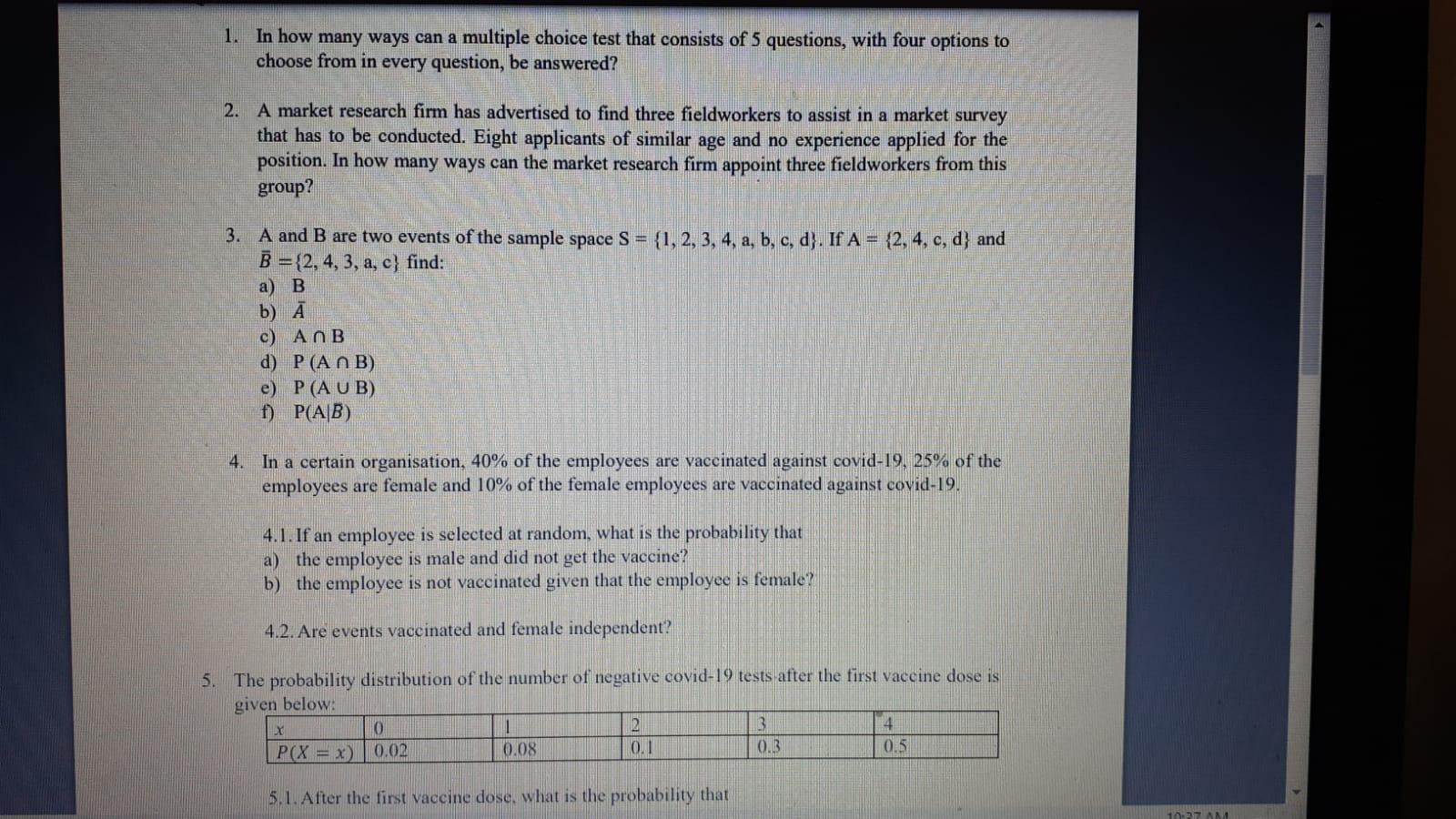 Solved 1. In how many ways can a multiple choice test that | Chegg.com