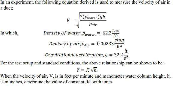Solved lbm ft 3 In an experiment, the following equation | Chegg.com