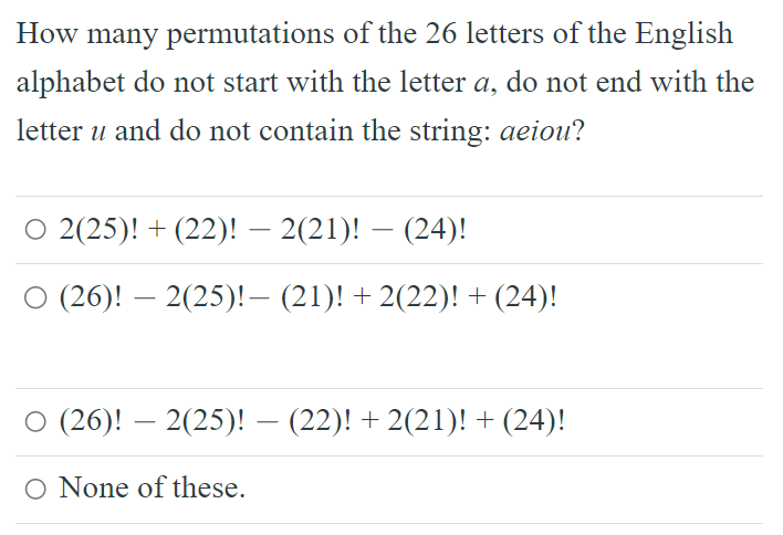Solved How many permutations of the 26 letters of the | Chegg.com