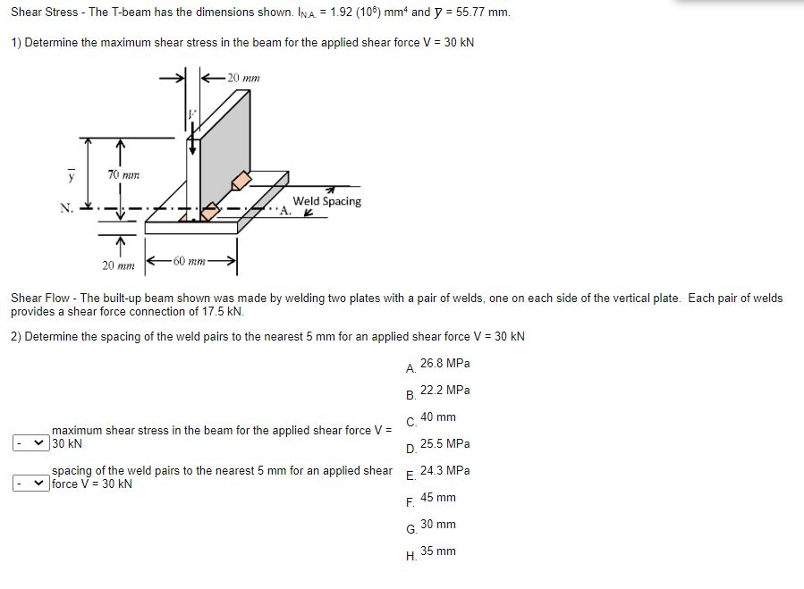 Solved Shear Stress - The T-beam has the dimensions shown. | Chegg.com