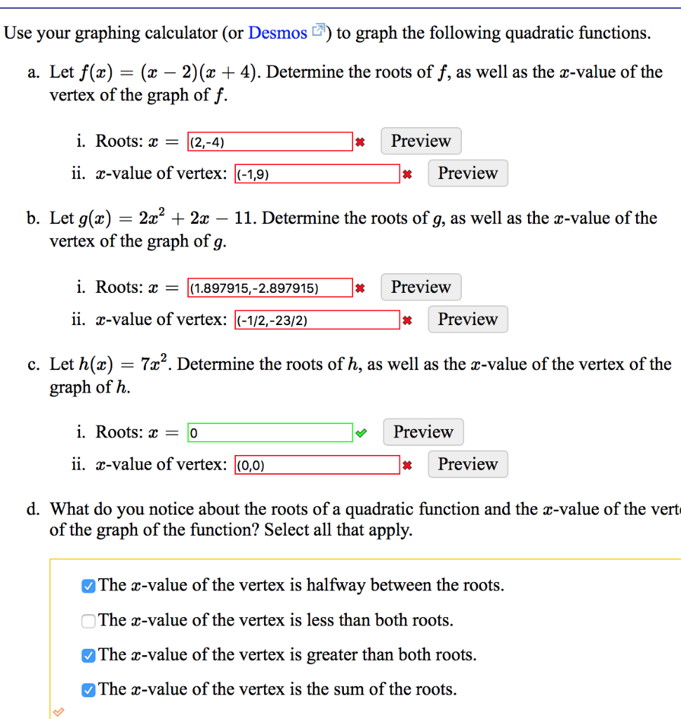 Solved Use your graphing calculator (or Desmosto graph the | Chegg.com
