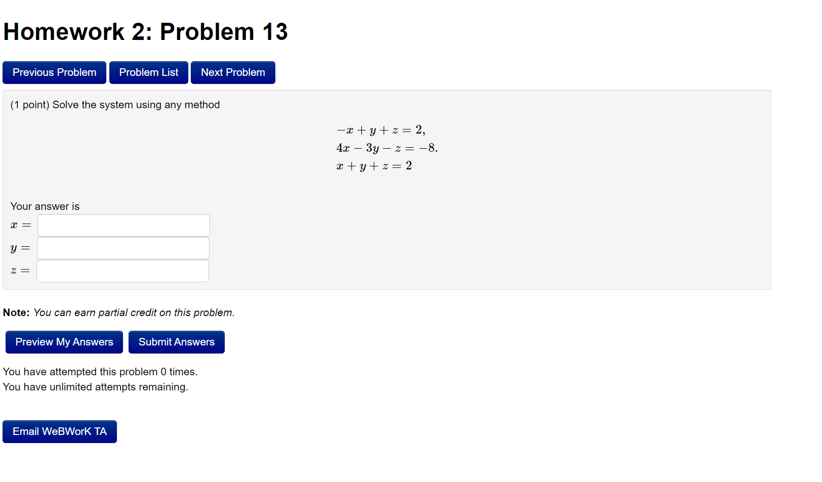 Solved Homework 2: Problem 13 Previous Problem Problem List | Chegg.com