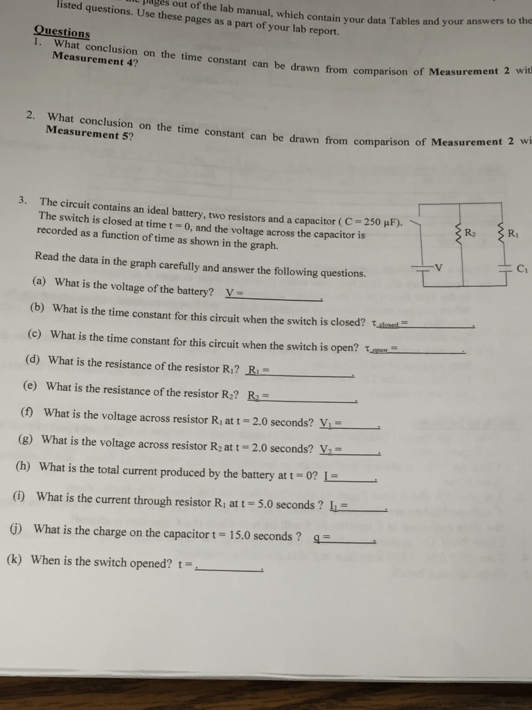 Solved 2. Provided data from Measurements #1 to #5 of Exp | Chegg.com