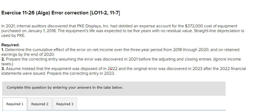 Solved Exercise 11-26 (Algo) Error correction [LO11-2, 11-7] | Chegg.com