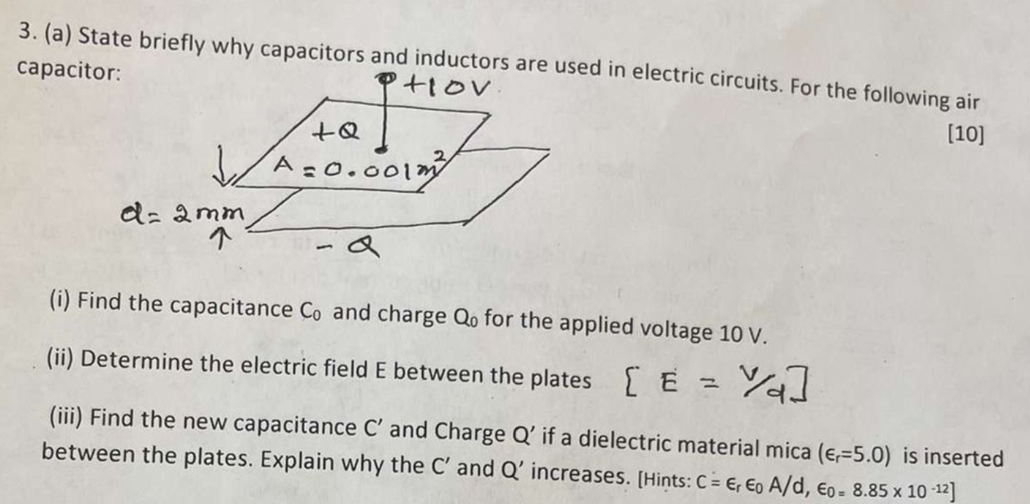 Solved 3. (a) State briefly why capacitors and inductors are | Chegg.com