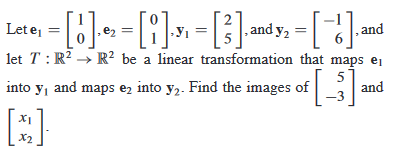 Solved 19. The question says Let e1 = [1 0], e2 = [0 1], y1 | Chegg.com