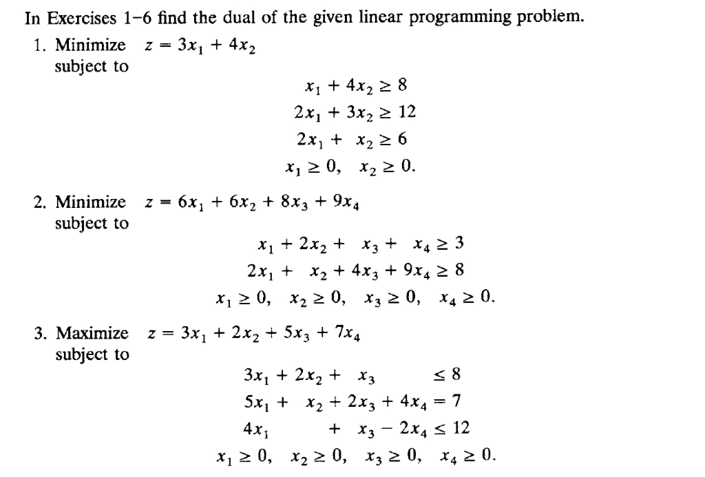Solved In Exercises 1-6 find the dual of the given linear | Chegg.com