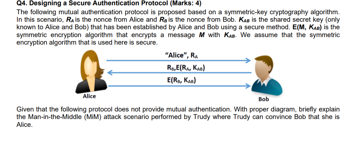 Solved Q4. Designing a Secure Authentication Protocol | Chegg.com