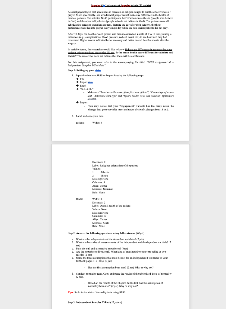 Solved Exaspisa t t th Independeat Samples t tetests (50 | Chegg.com
