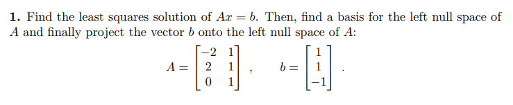 Solved 1. Find the least squares solution of A.r = b. Then, | Chegg.com