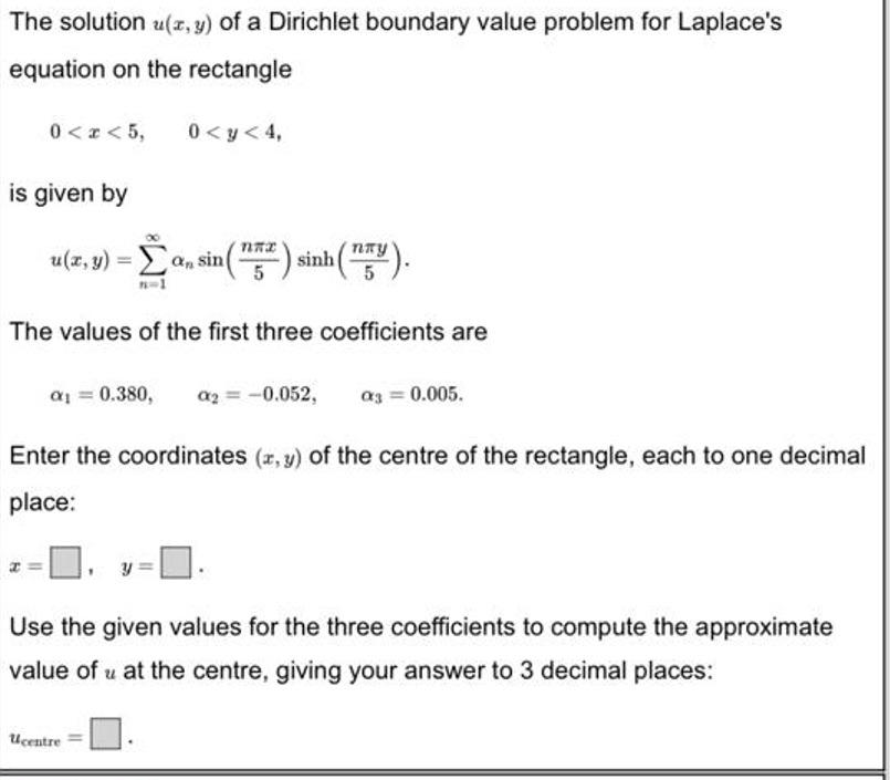 Solved The solution u(x, y) of a Dirichlet boundary value | Chegg.com