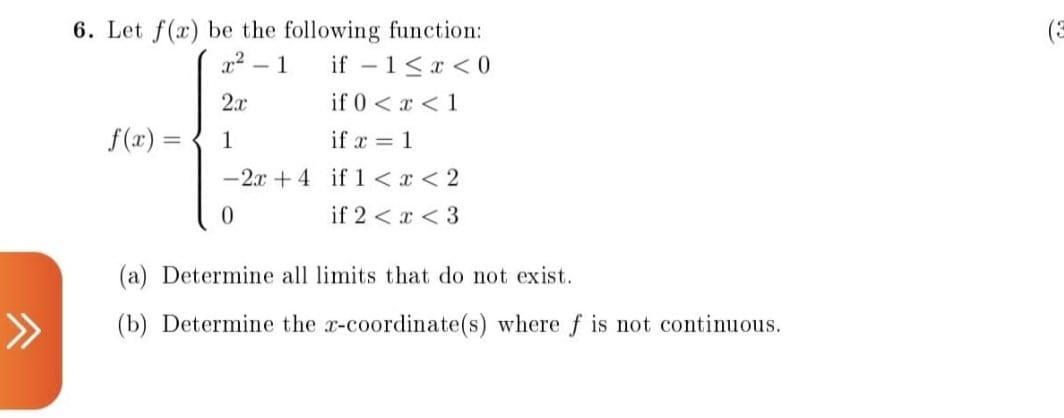 Solved 6. Let f(x) be the following function: | Chegg.com