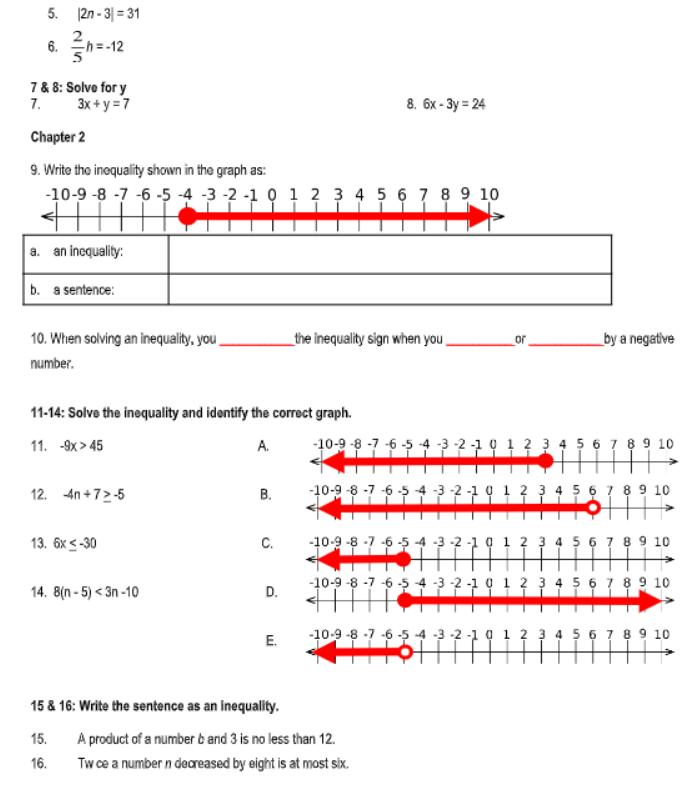 Solved 5. 2n - 3 = 31 -12 7 & 8: Solve for y 7. 3x + y = 7 | Chegg.com