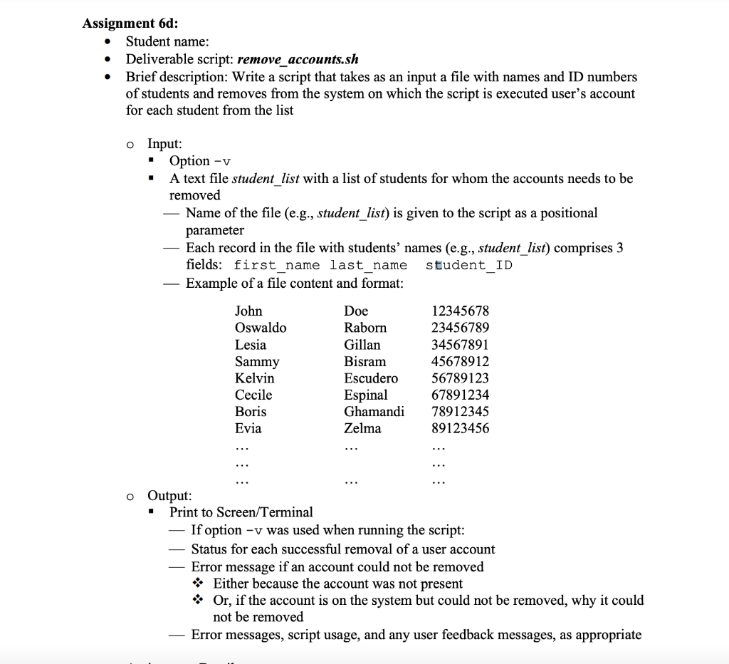 Solved . Assignment 6d: Student name: • Deliverable script: | Chegg.com