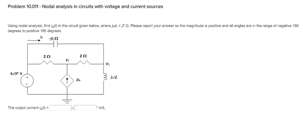 Solved Using nodal analysis, find io(t) in the circuit given | Chegg.com