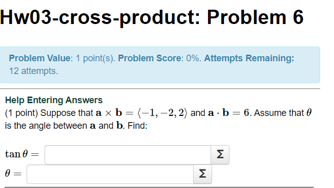 Solved Hw03-cross-product: Problem 6 Problem Value: 1 | Chegg.com