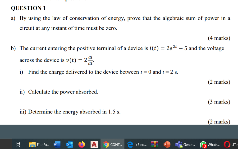 Solved QUESTION 1 a) By using the law of conservation of | Chegg.com
