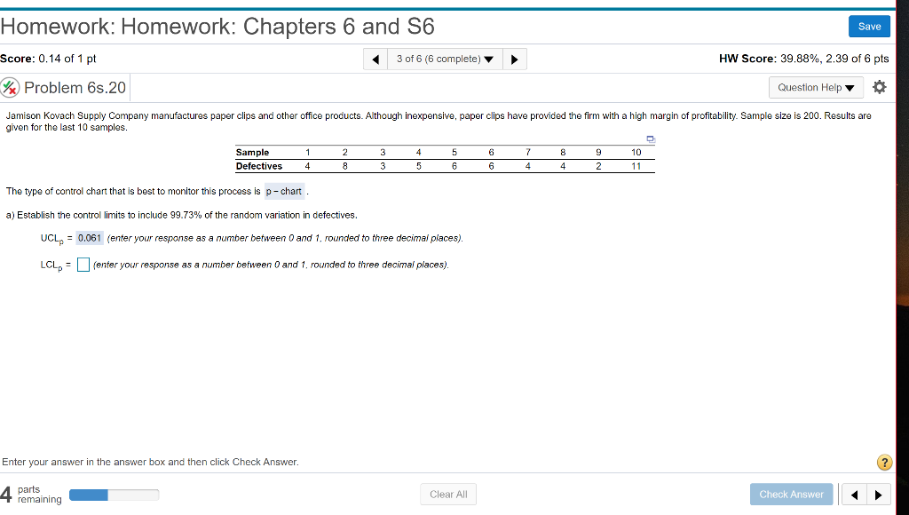 Solved Homework Homework Chapters 6 And S6 Save Score