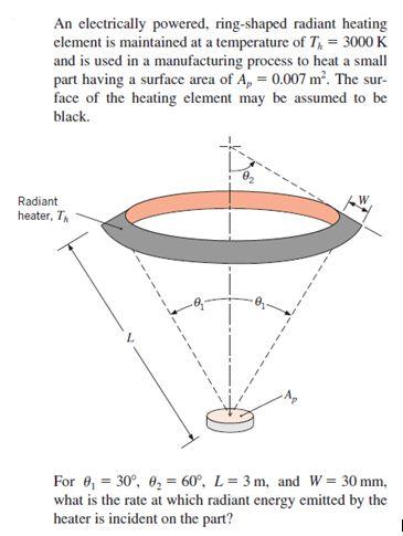 Solved An electrically powered, ring-shaped radiant heating | Chegg.com