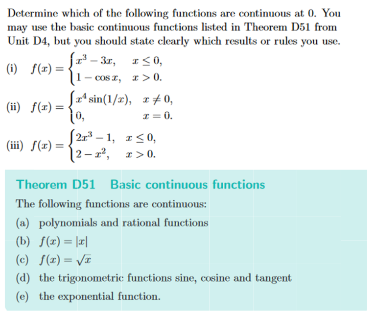 Solved Determine Which Of The Following Functions Are