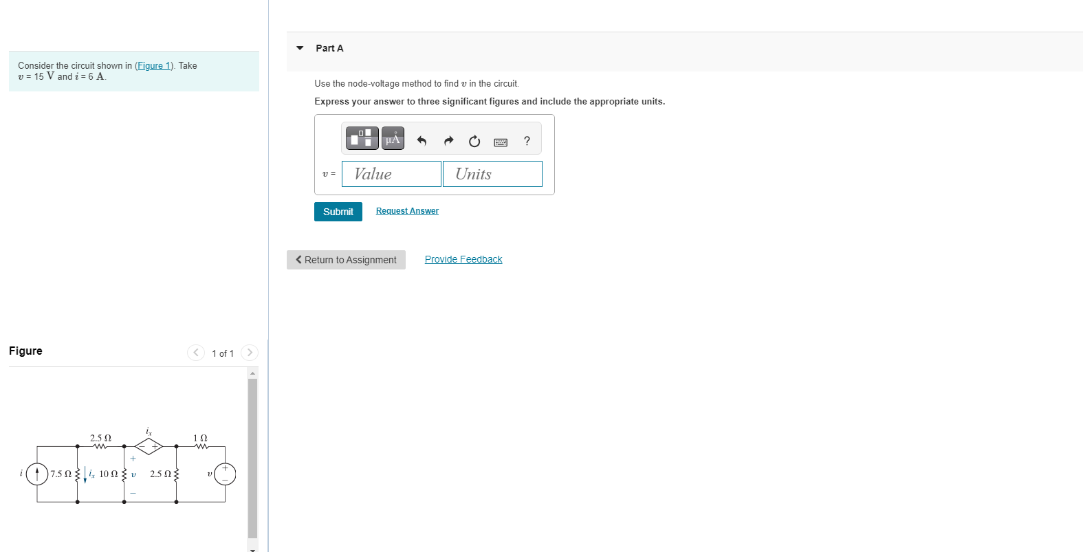 Solved Consider the circuit shown in (Figure 1). ﻿Takev=15V | Chegg.com