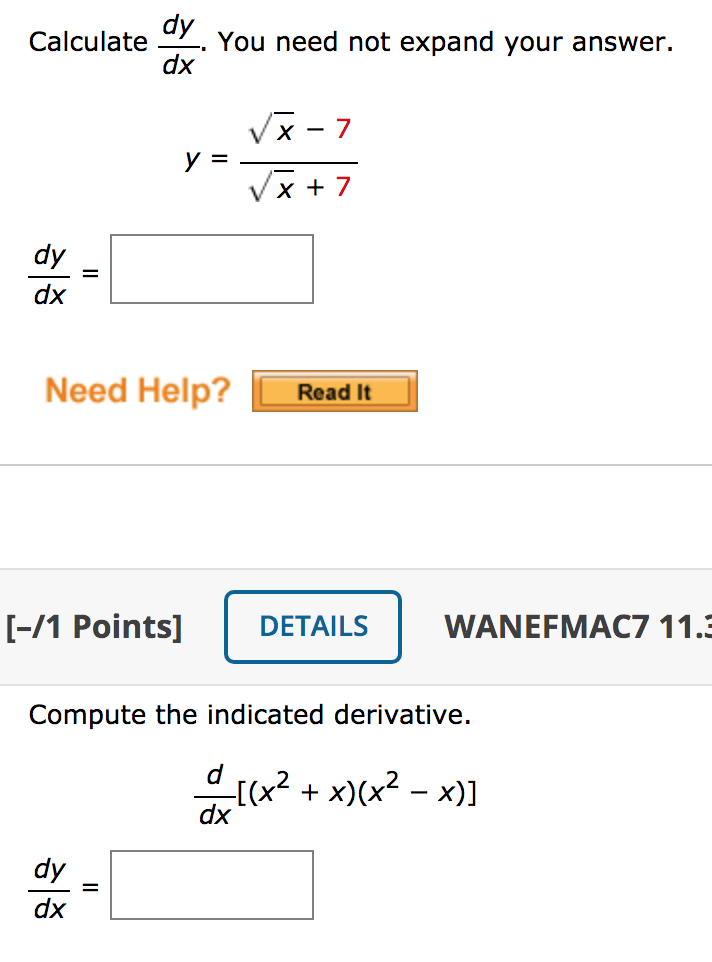 Solved Calculate dy dx You need not expand your answer. y = | Chegg.com