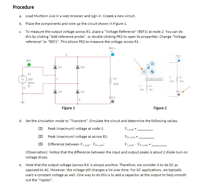 Solved Procedure a. Load Multisim Live in a web browser and | Chegg.com