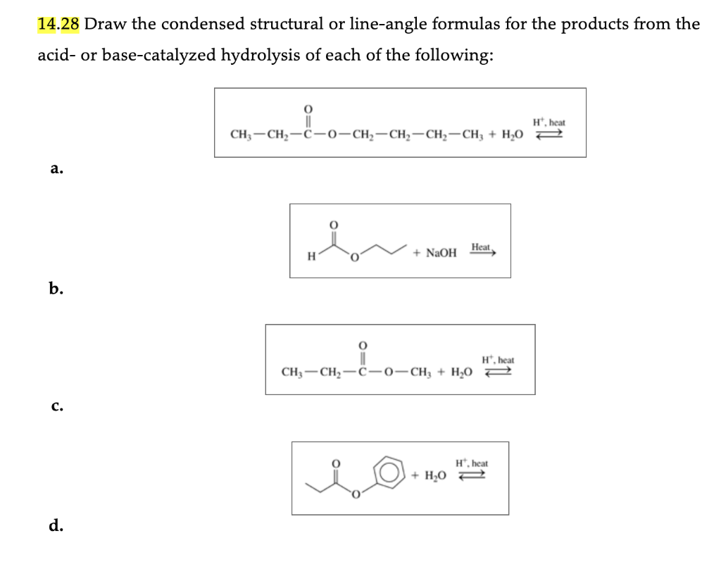 Solved 14.28 Draw the condensed structural or line-angle | Chegg.com