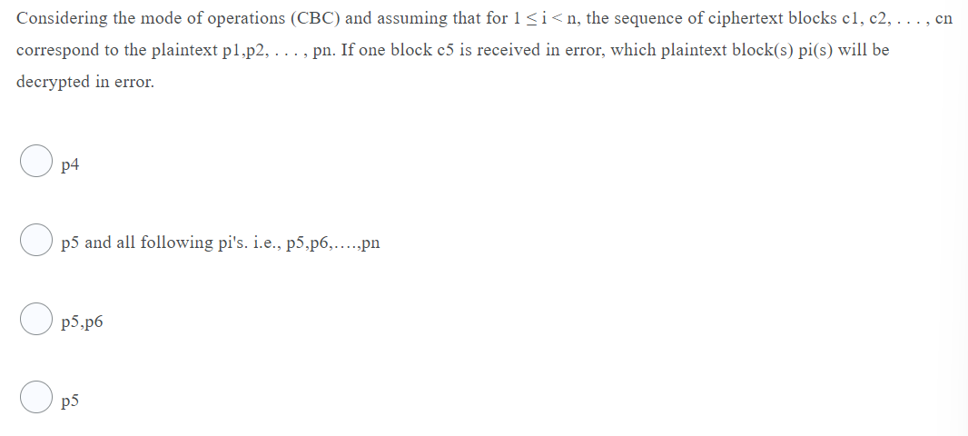 Solved Considering the mode of operations (CBC) and assuming | Chegg.com