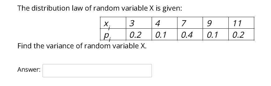 The distribution law of random variable x ﻿is | Chegg.com