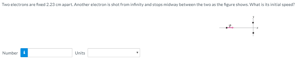 Solved Two electrons are fixed 2.23 cm apart. Another | Chegg.com