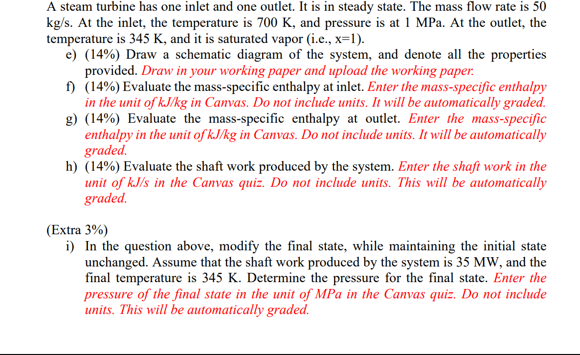 Solved A steam turbine has one inlet and one outlet. It is | Chegg.com