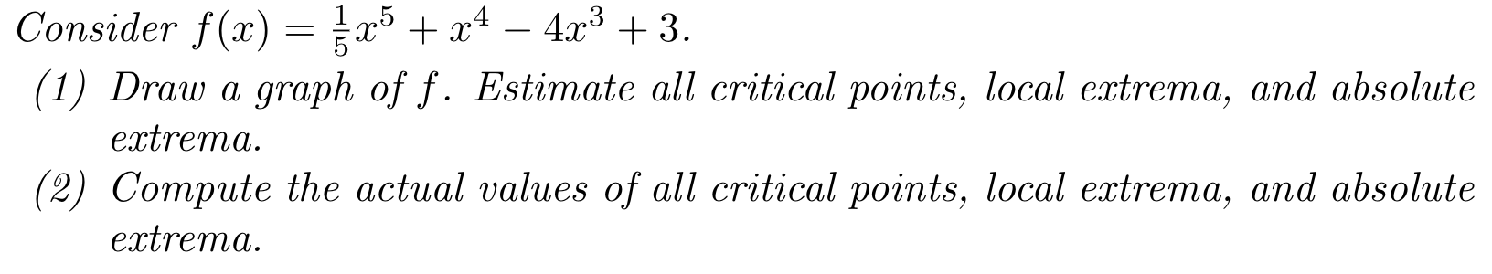 Solved Draw a graph of f. estimate all critical points, | Chegg.com