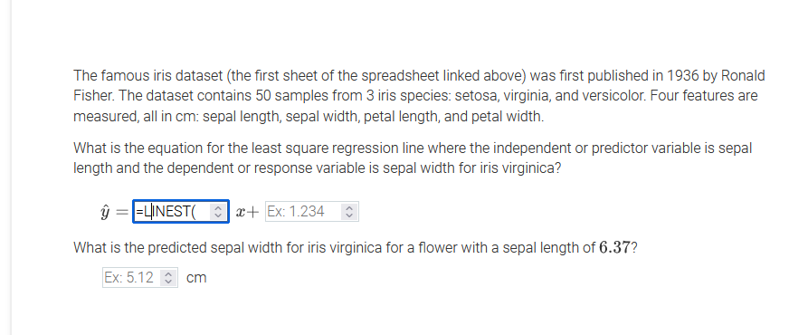Solved The famous iris dataset (the first sheet of the | Chegg.com