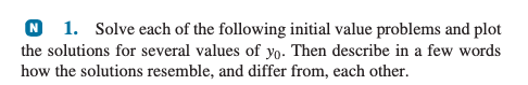 Solved N 1. Solve each of the following initial value | Chegg.com