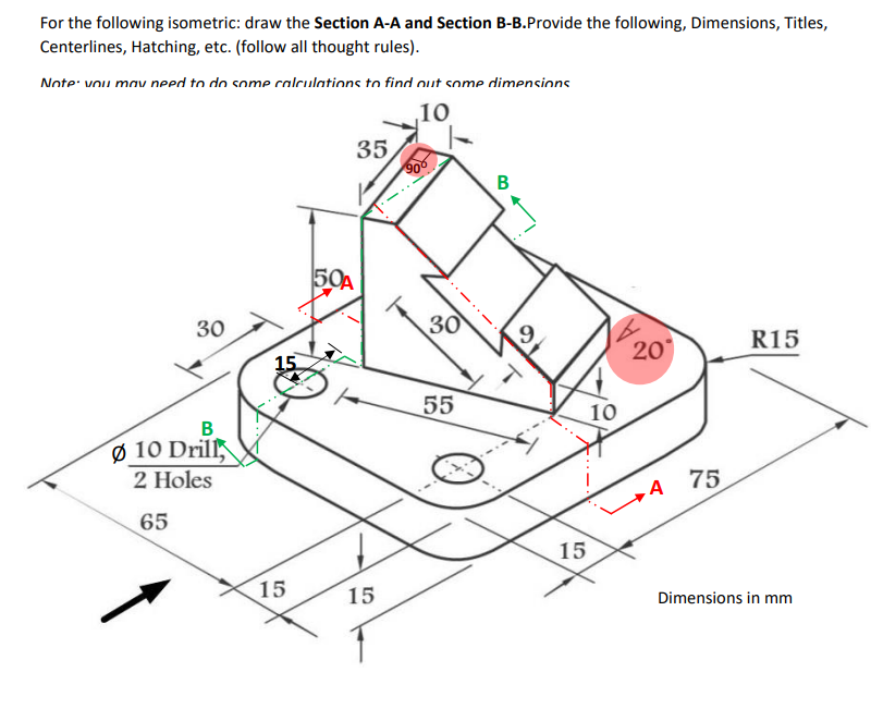 Solved For the following isometric: draw the Section A-A and | Chegg.com