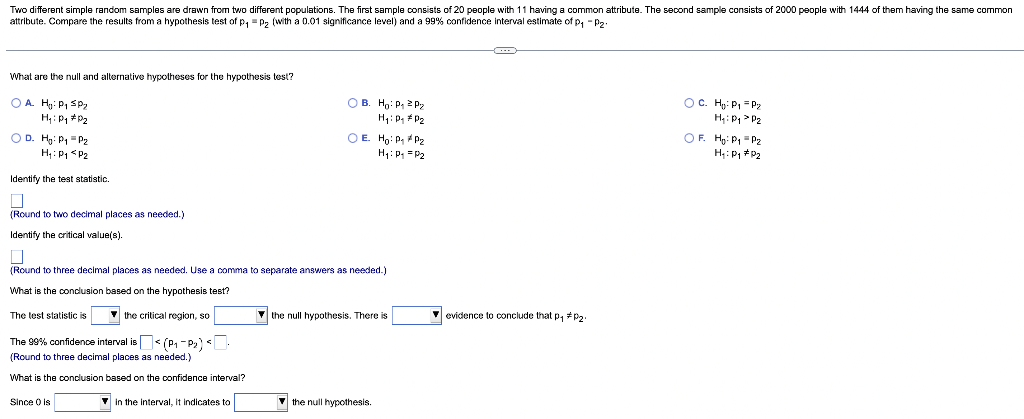 Solved Two different simple random samples are drawn from | Chegg.com